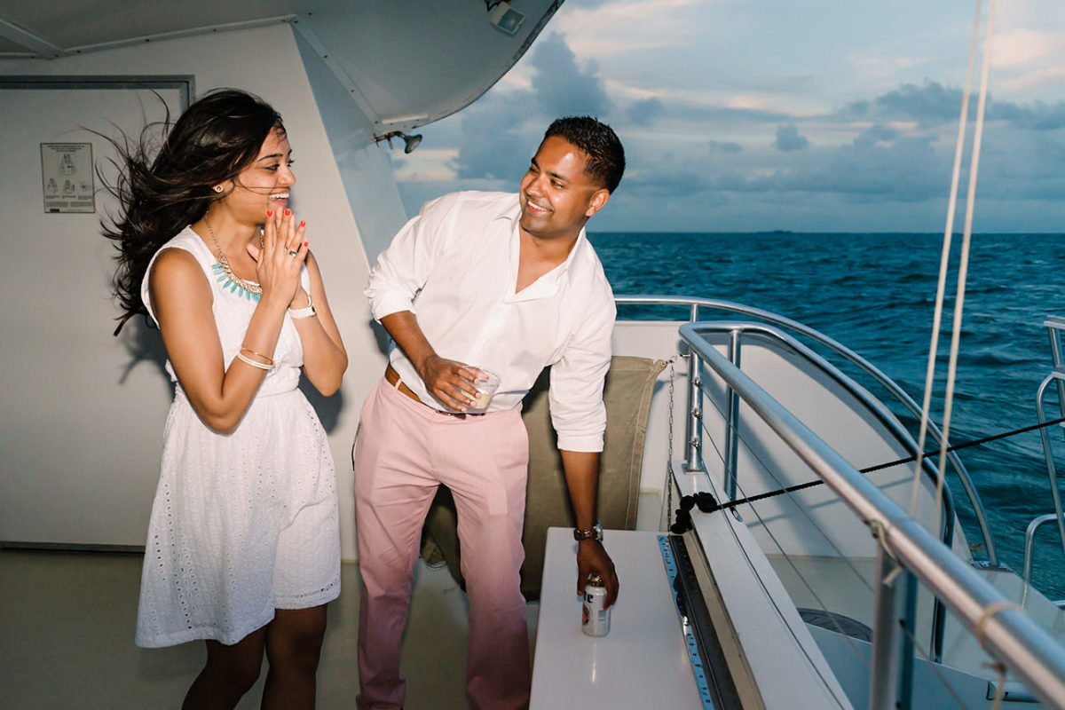 Surprise proposal on a fishing boat in the Florida Keys